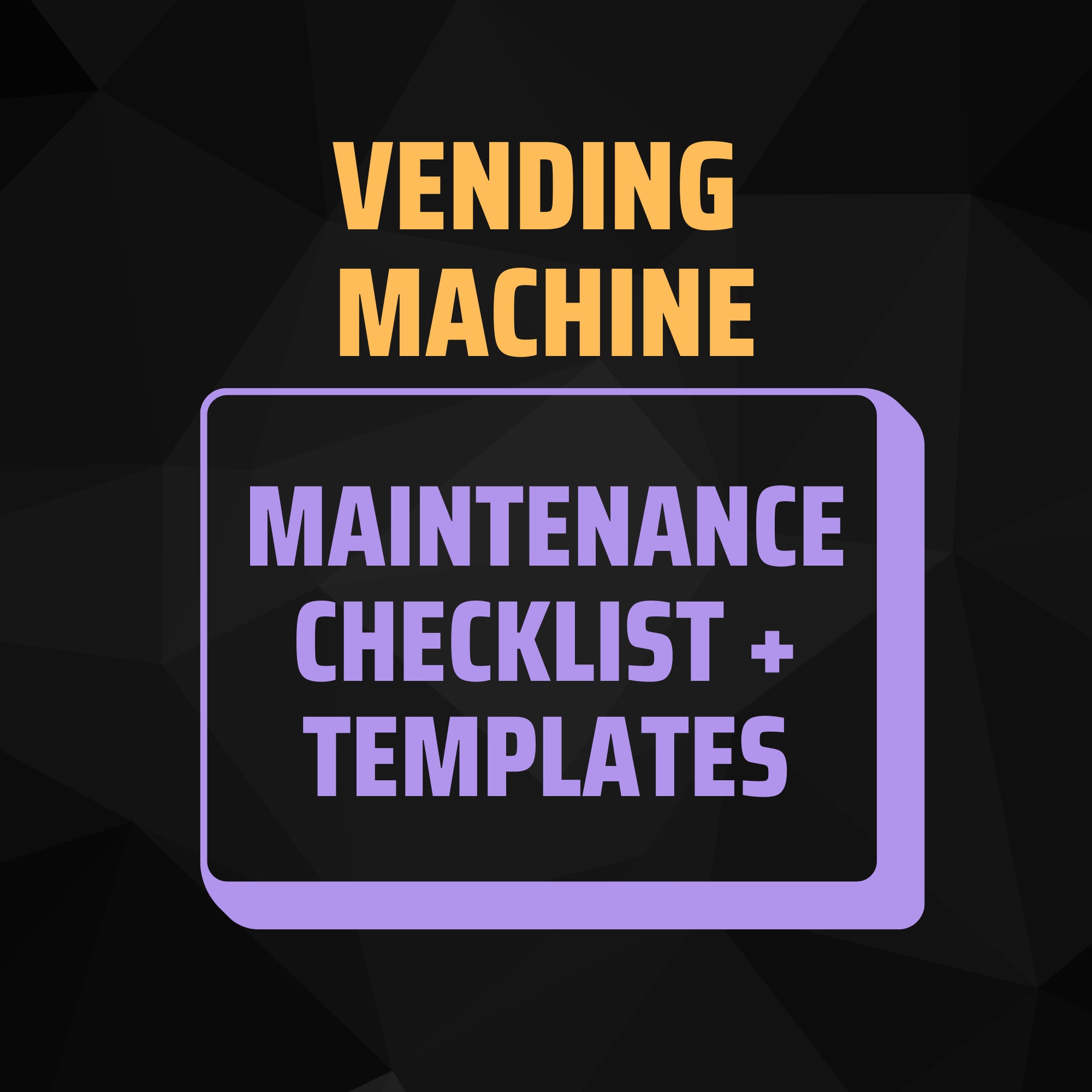 Vending Machine Business Maintenance Checklist + Product Tracking ...