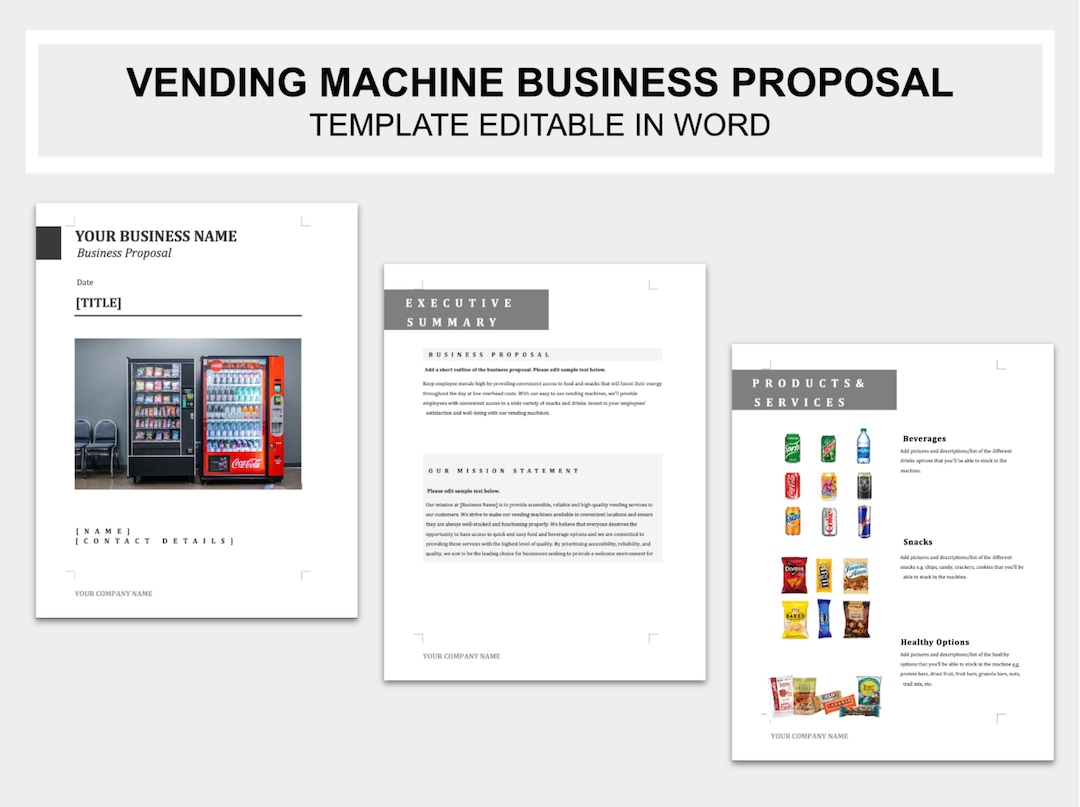 Vending Machine Business Proposal Template, EDITABLE Business Plan in ...