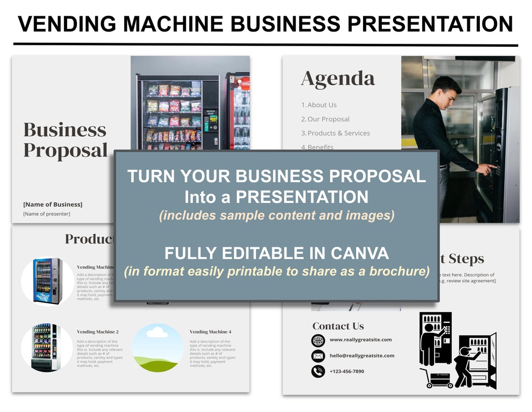 Vending Machine Business Presentation, EDITABLE Slides in CANVA - Etsy