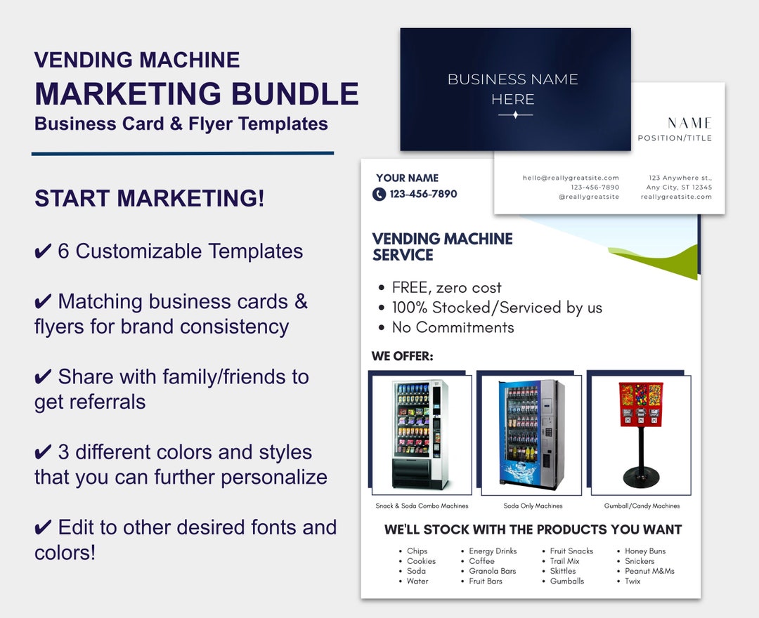 Vending Machine Business Marketing Bundle |templates, EDITABLE in CANVA ...
