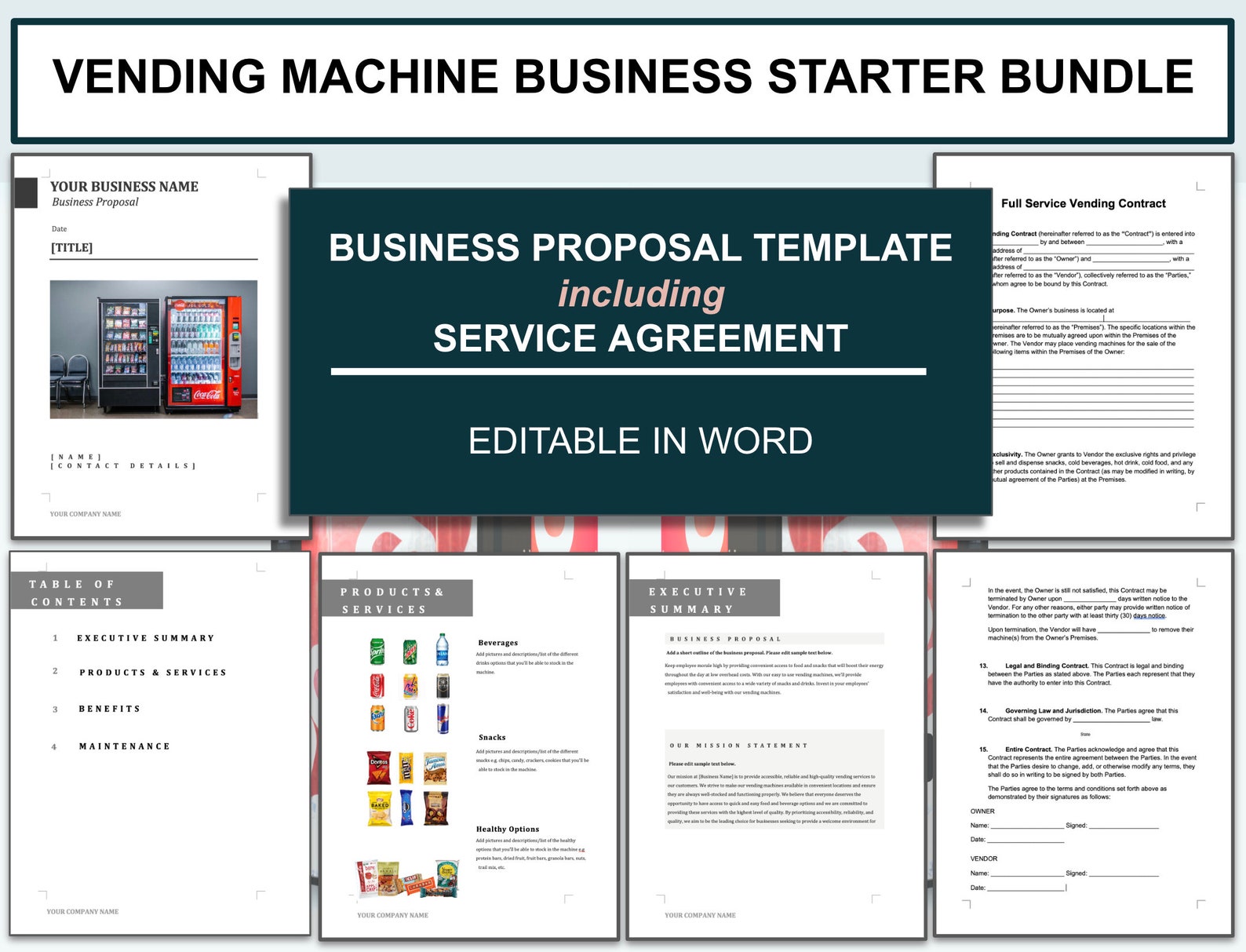 Vending Machine Business Starter Bundle TEMPLATE | Site Agreement ...
