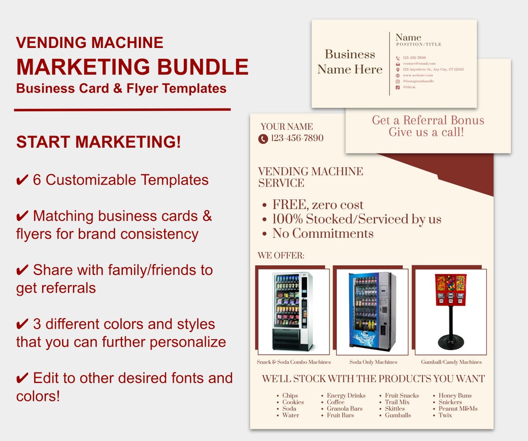 Vending Machine Business Marketing Bundle templates, EDITABLE in CANVA ...