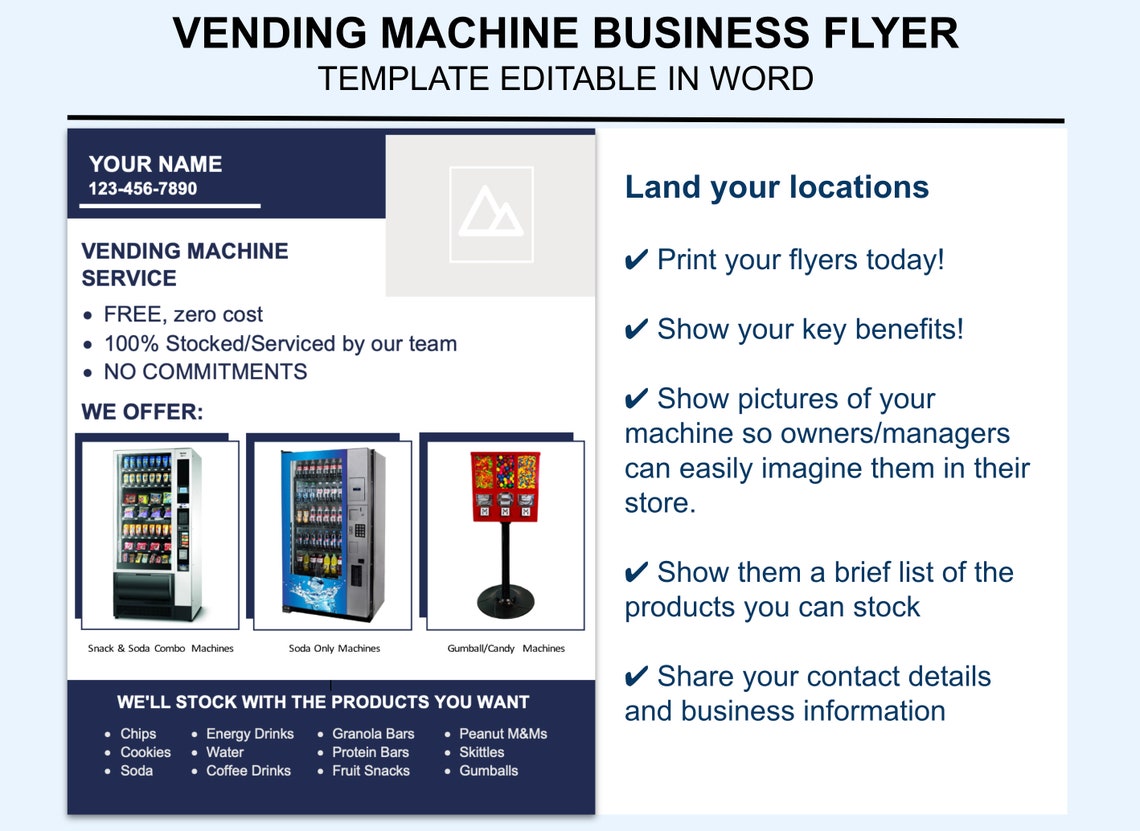 Vending Machine Business Flyer Template, EDITABLE in Word | PRINT ...