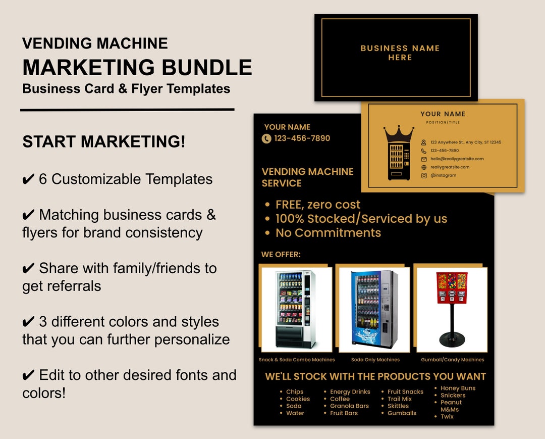 Vending Machine Business Marketing Bundle |templates, EDITABLE in CANVA ...