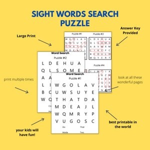 Fun & Educational Sight Word Search Puzzle and Coloring Book for ...