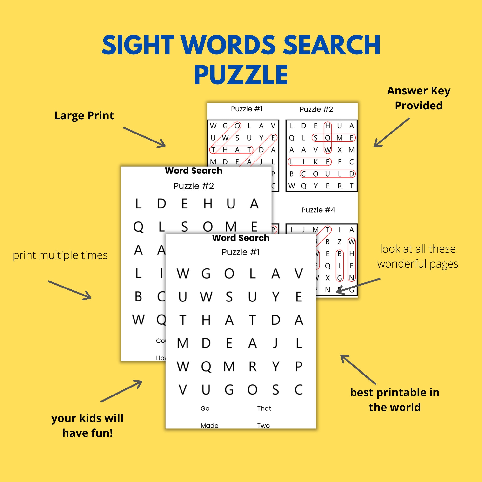Fun & Educational Sight Word Search Puzzle and Coloring Book for ...