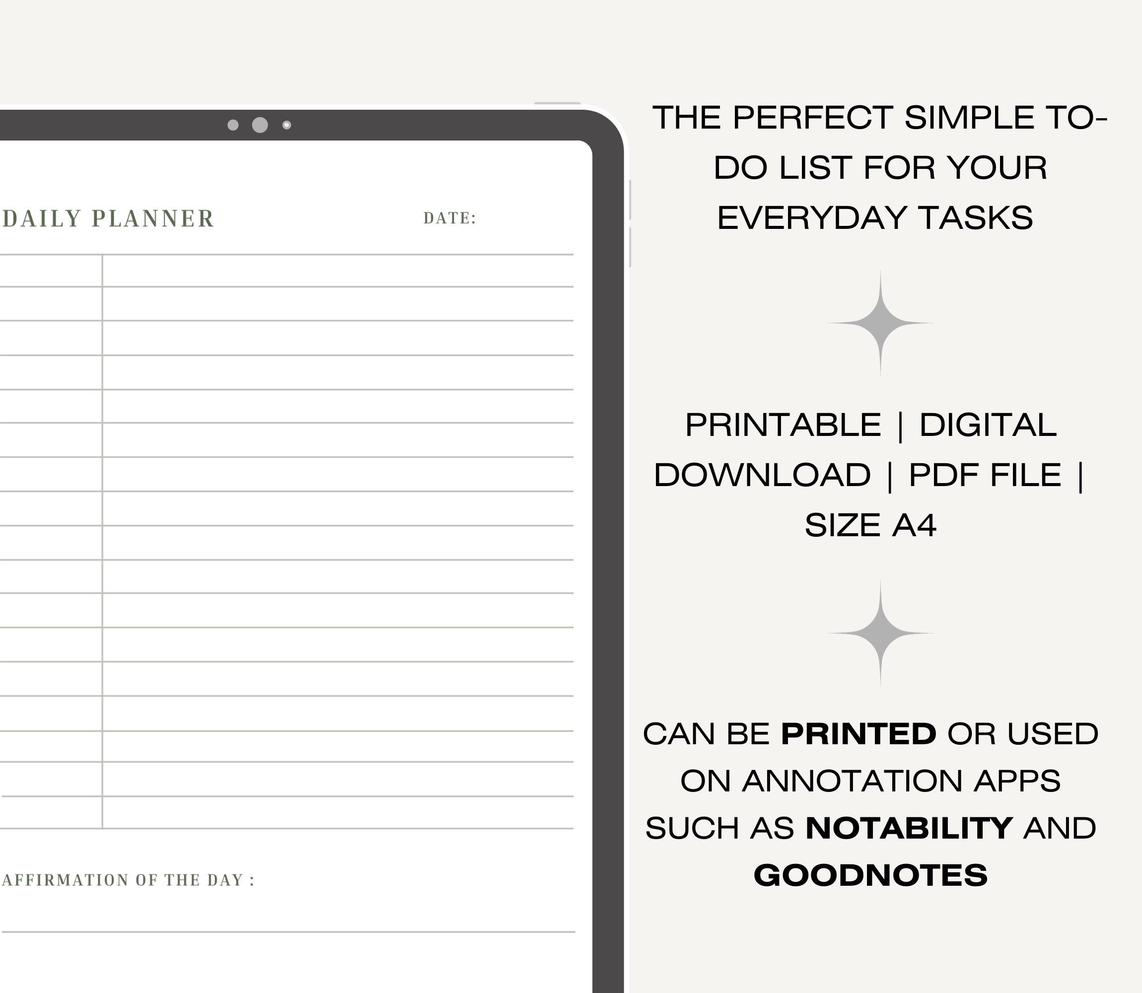 Digital Daily Planner Template, Printable, Simple and Easy To-do List ...