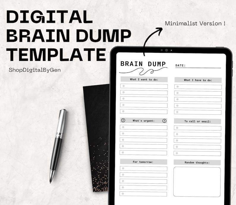 Digital Daily Brain Dump Template, Printable, ADHD Brain Dump, Thought ...