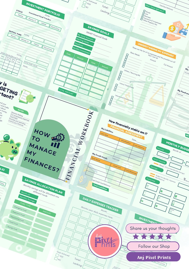 Complete Set of Printable Financial Workbook, Managing Finances ...