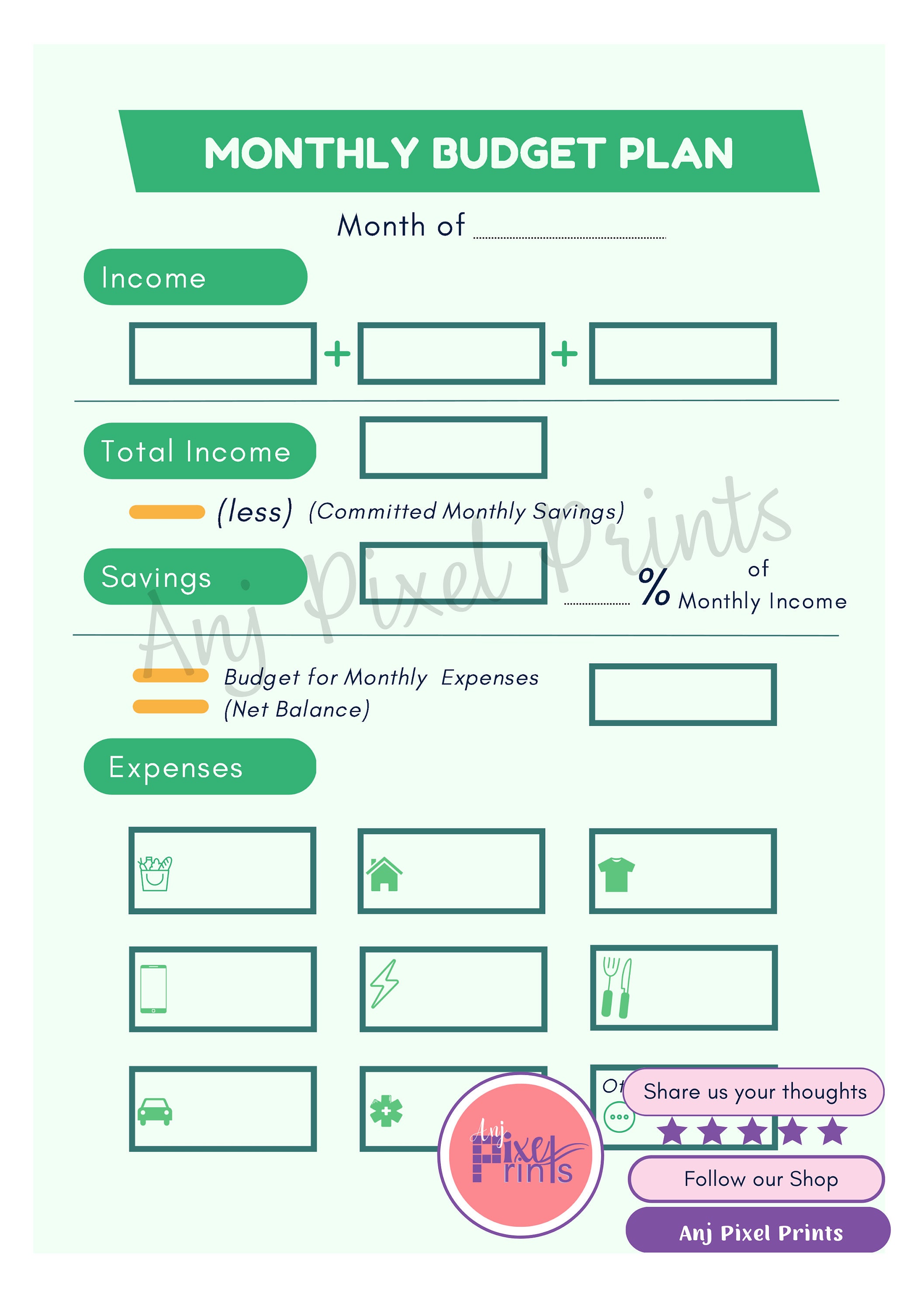 Complete Set of Printable Financial Workbook, Managing Finances ...
