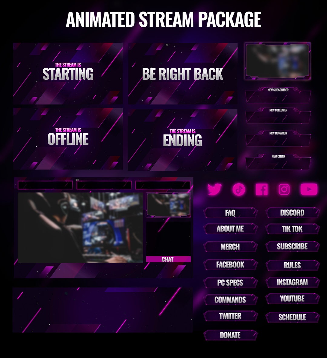 Purple Animated Overlay Stream Package - Etsy