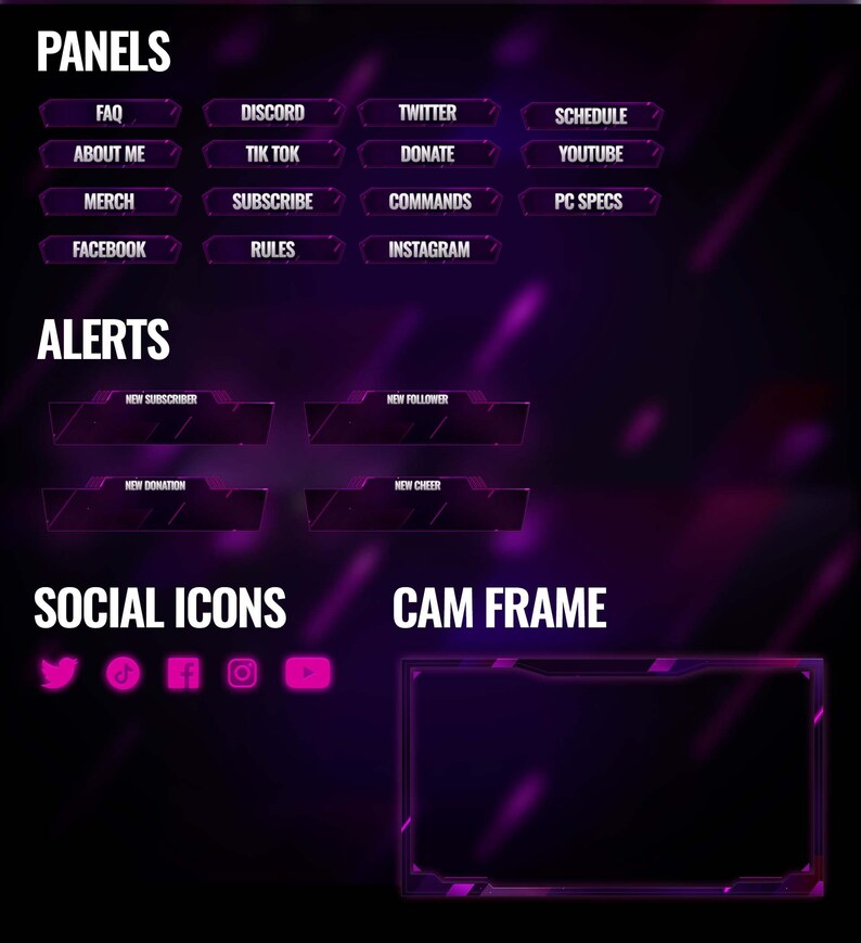 Purple Animated Overlay Stream Package - Etsy