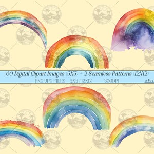 Rainy Day Watercolour Clipart Art Bundle, Rainbow Clouds Umbrellas ...