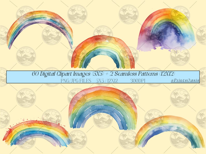 Rainy Day Watercolour Clipart Art Bundle, Rainbow Clouds Umbrellas ...