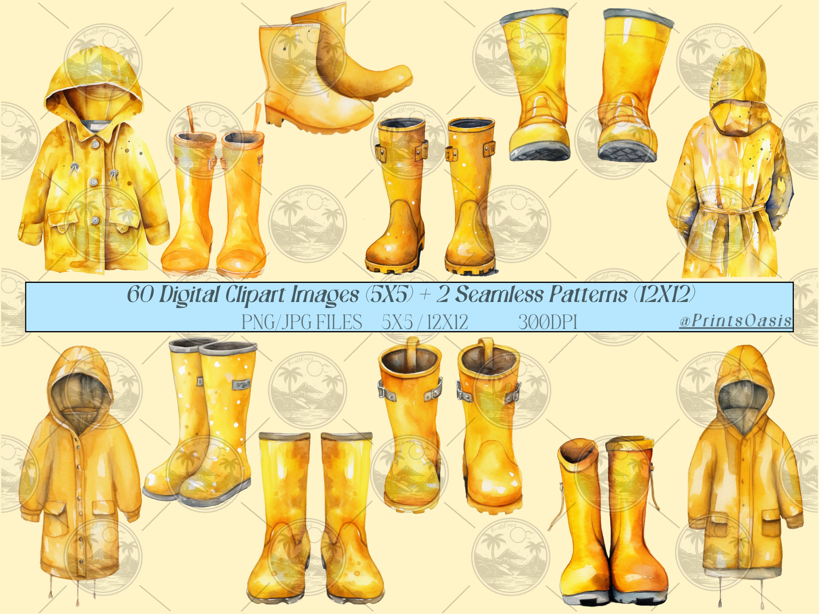 Rainy Day Watercolour Clipart Art Bundle Rainbow Clouds - Etsy