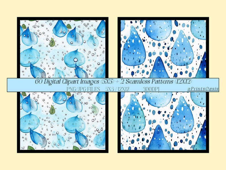 Rainy Day Watercolour Clipart Art Bundle, Rainbow Clouds Umbrellas ...