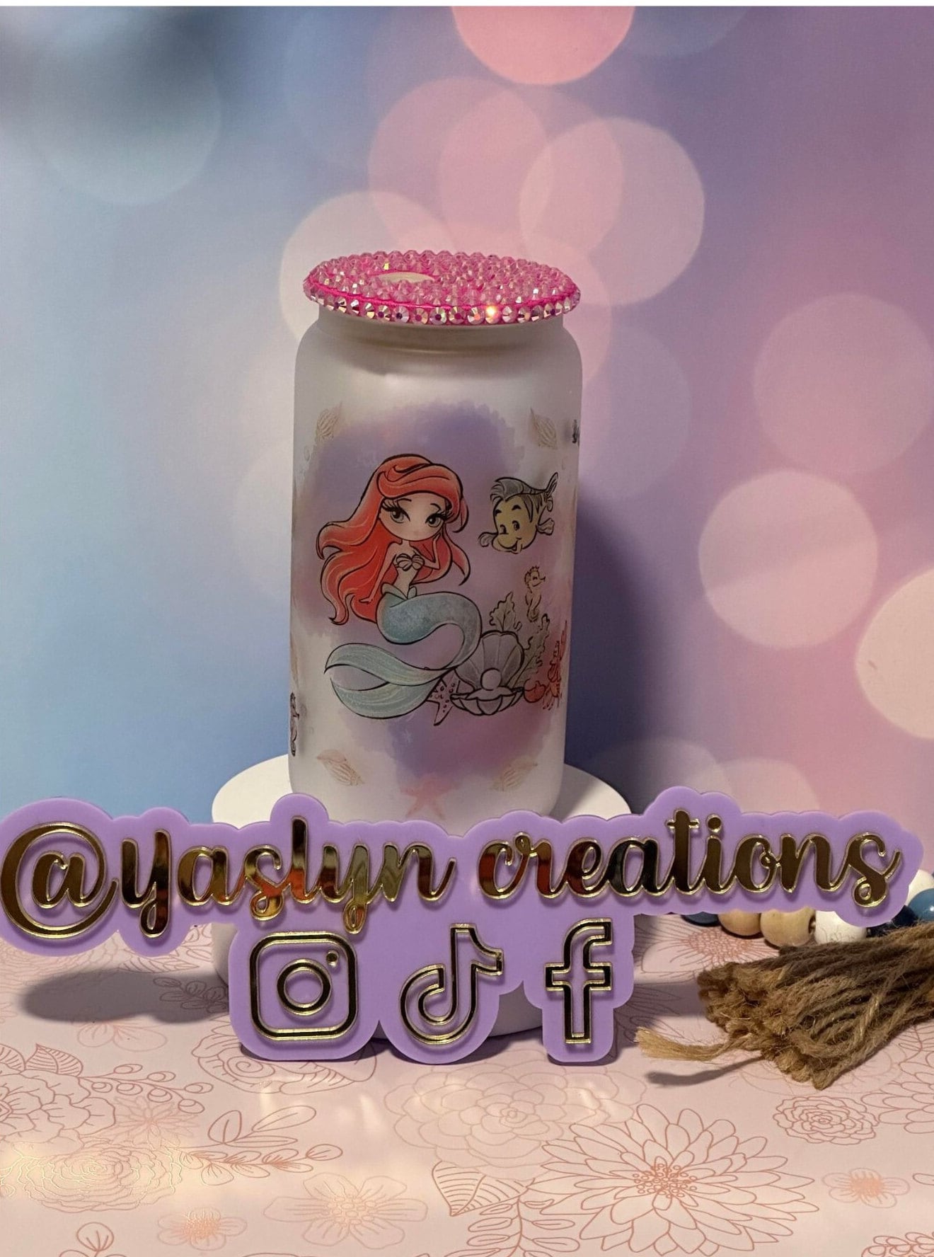 Little Mermaid, Ariel 16 Oz Glass Cup Frosted - Etsy