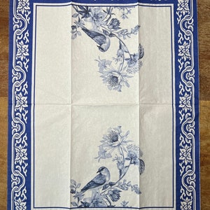 Decoupage Paper Napkins - Set of 3 Dinner Guest - Blue and White Bird ...