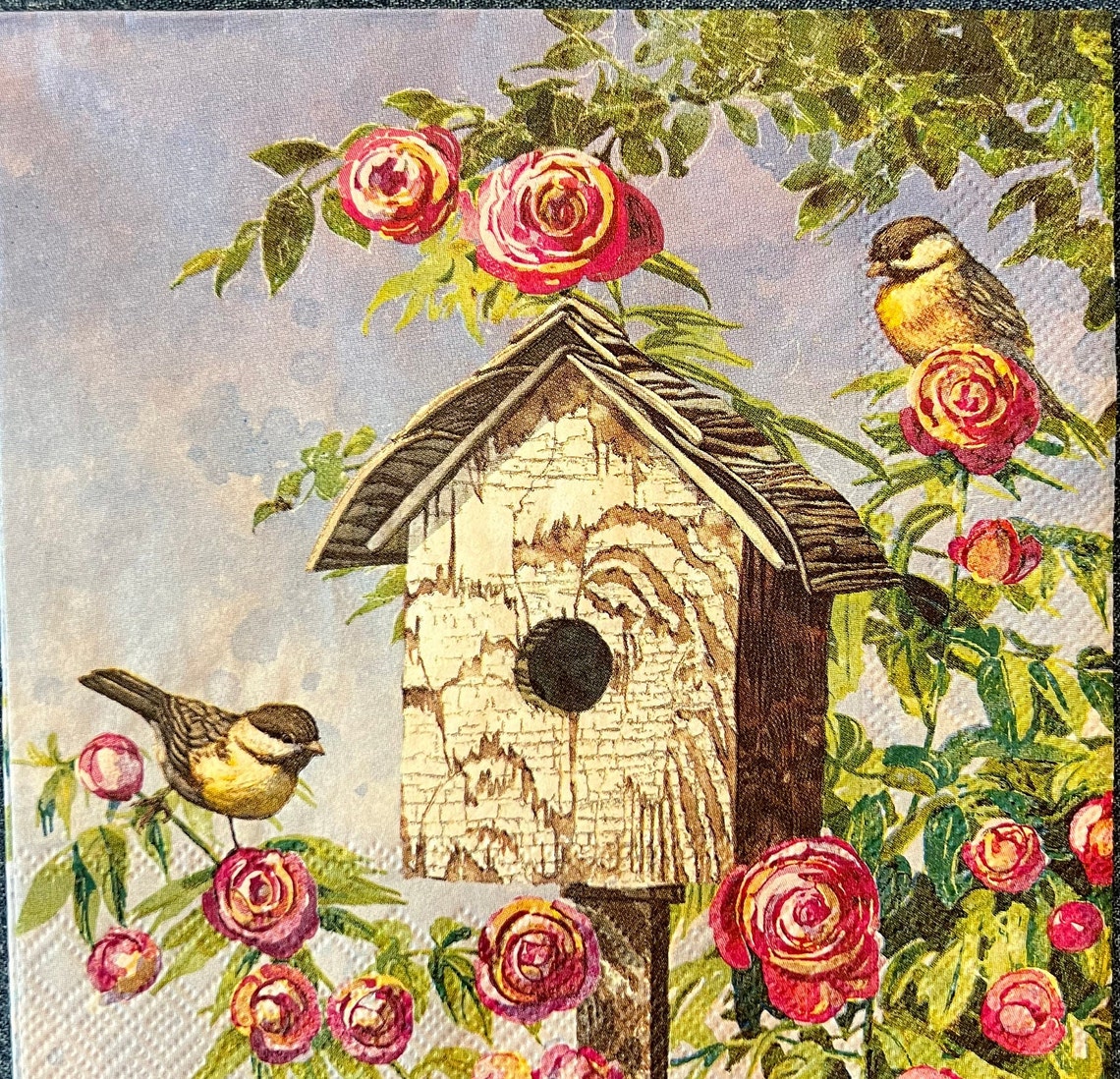 Decoupage Paper Napkins - Set of 3 - Birds, Birdhouse, Roses - Etsy