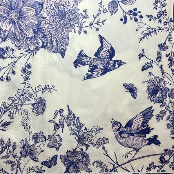 Decoupage Paper Blue Floral - Etsy