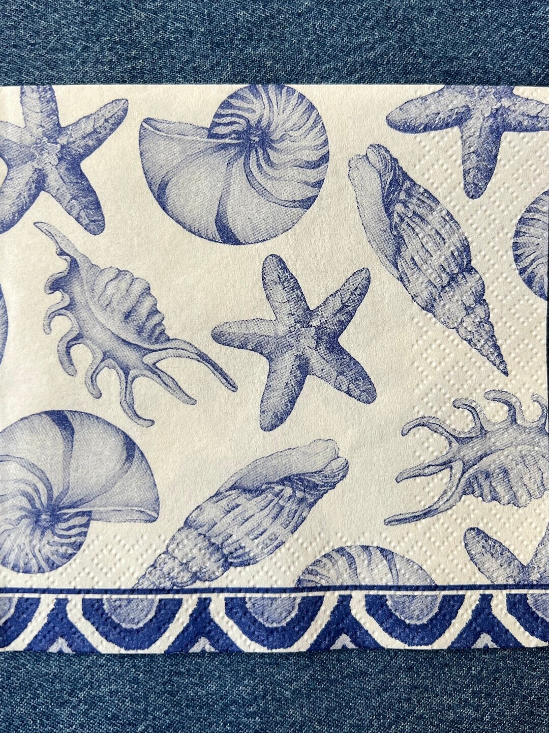 Decoupage Paper Napkin Set of 4 Beach Seashell Napkins Cocktail Napkin ...