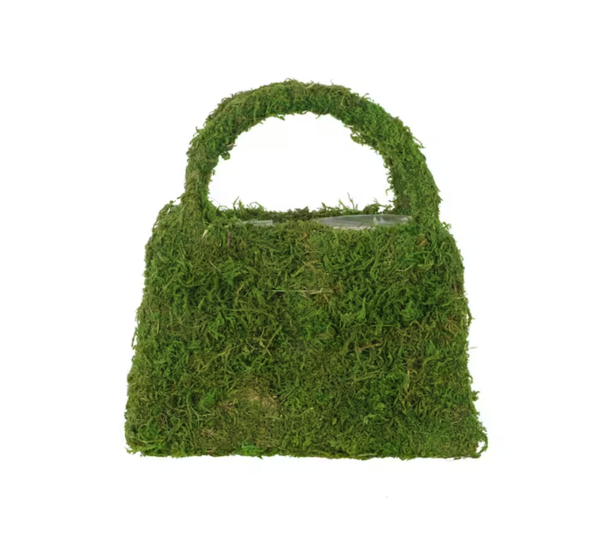 Moss Purse Indoor Decorative Moss Handbag for Home Accent Plastic Lined ...