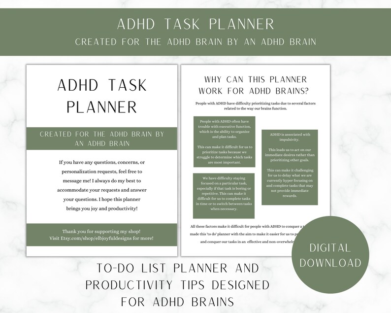 Printable ADHD Daily, Weekly, and Monthly Task Planner, ADHD To-do List ...