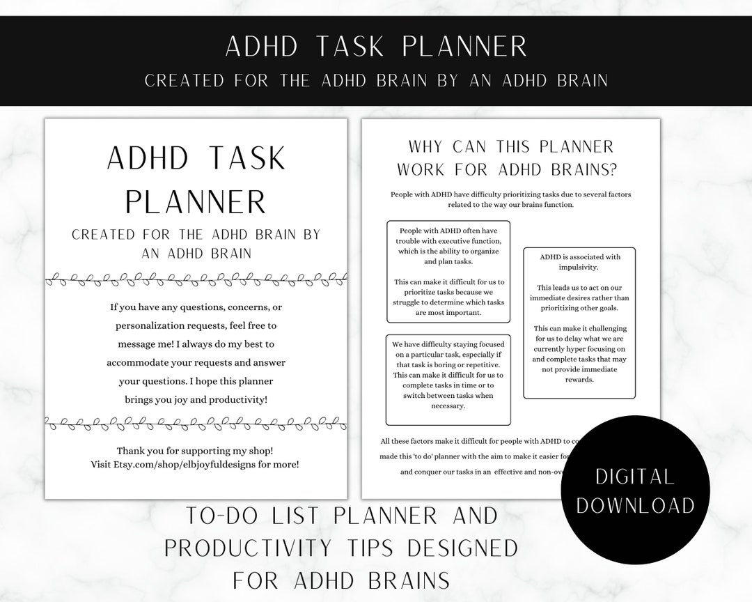 Printable ADHD Daily, Weekly, and Monthly Task Planner, Printable ADHD ...