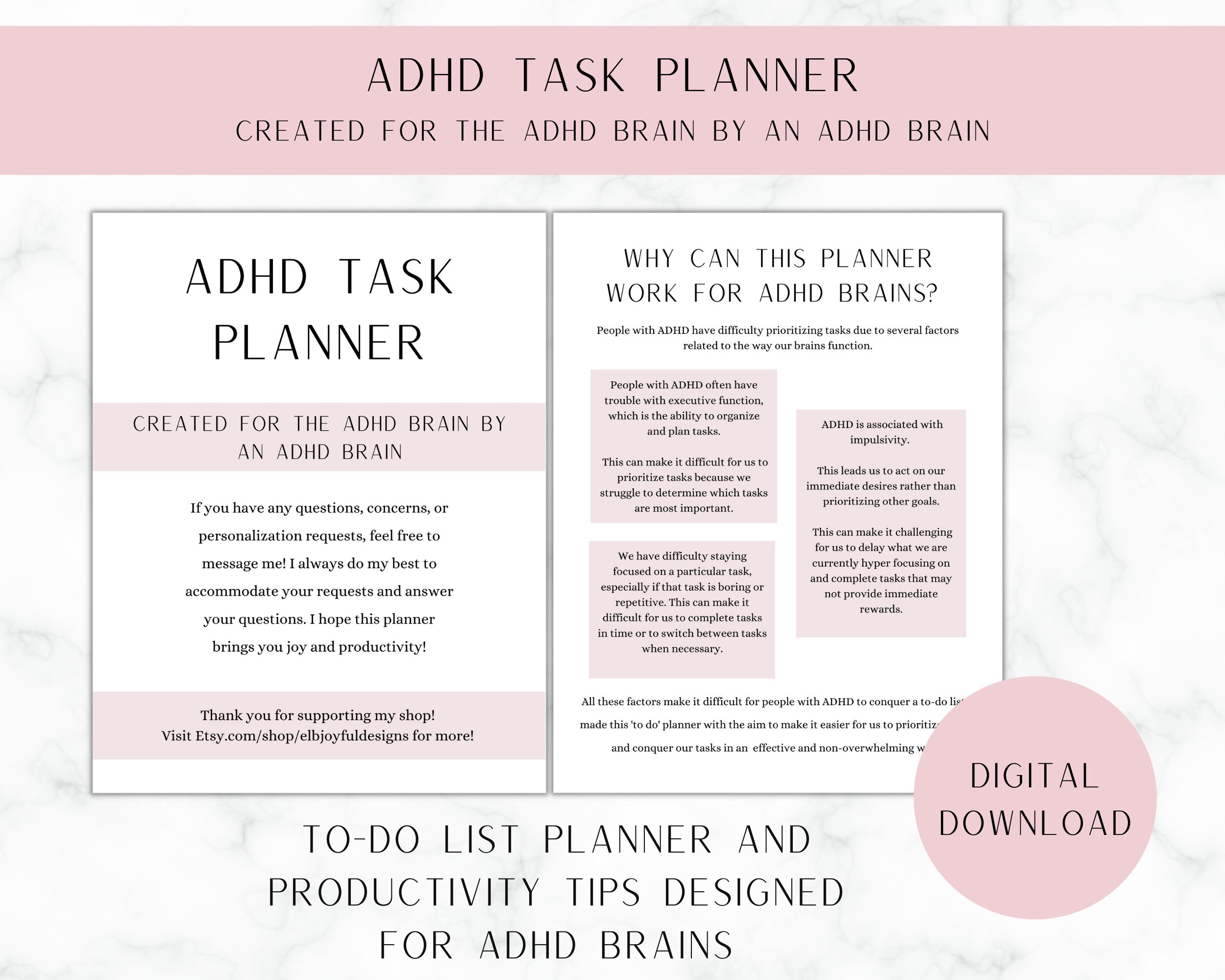 Printable ADHD Daily, Weekly, and Monthly Task Planner - Etsy