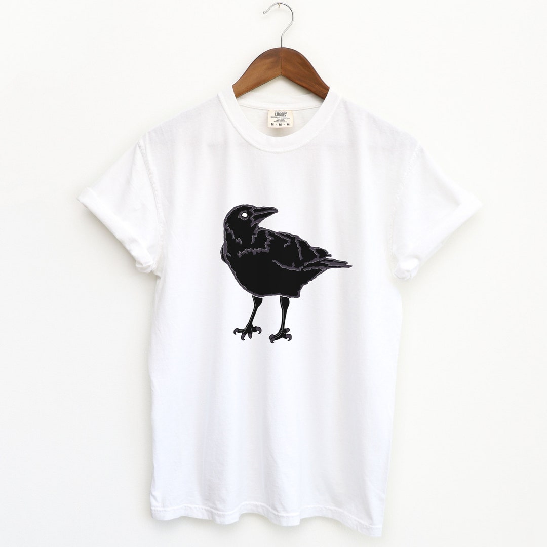 Classic Black Crow Raven Bird Graphic Tee, Black Bird Print, Raven Bird ...