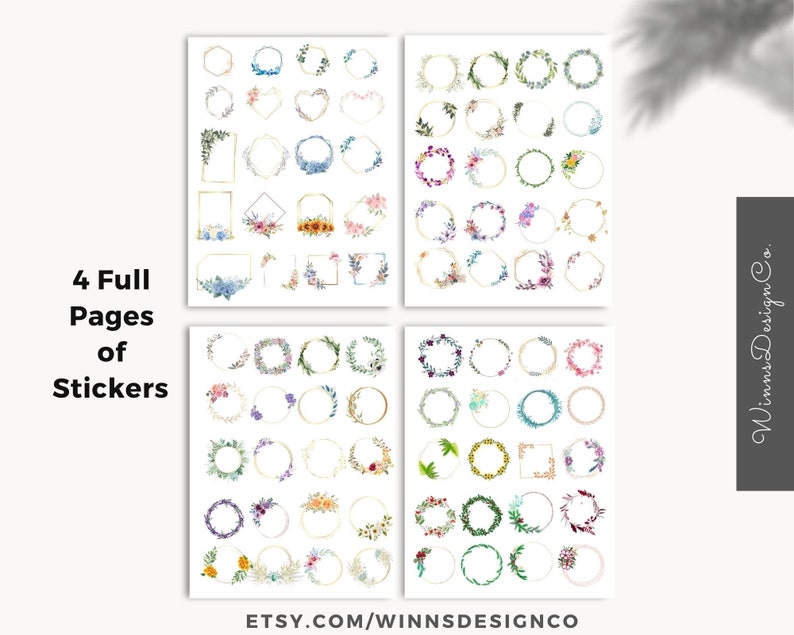 Floral Frame Goodnotes Stickers Spring Digital Planner - Etsy