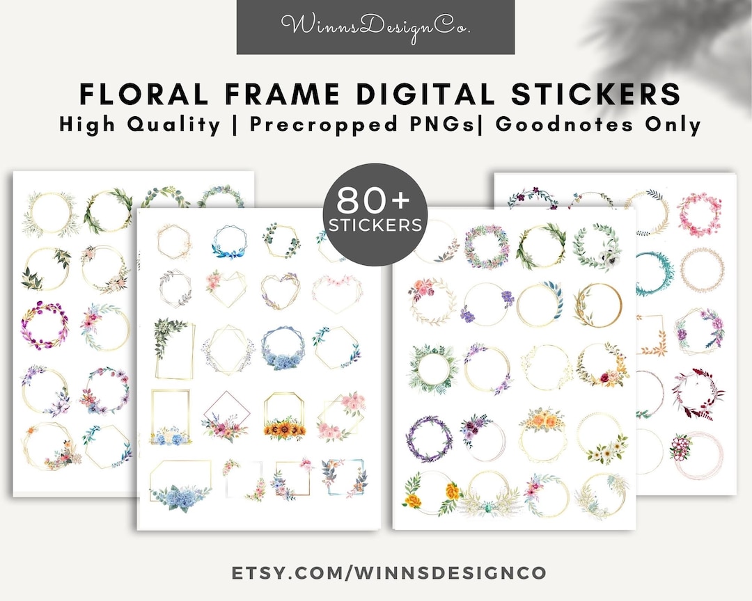 Floral Frame Goodnotes Stickers, Spring Digital Planner Stickers ...