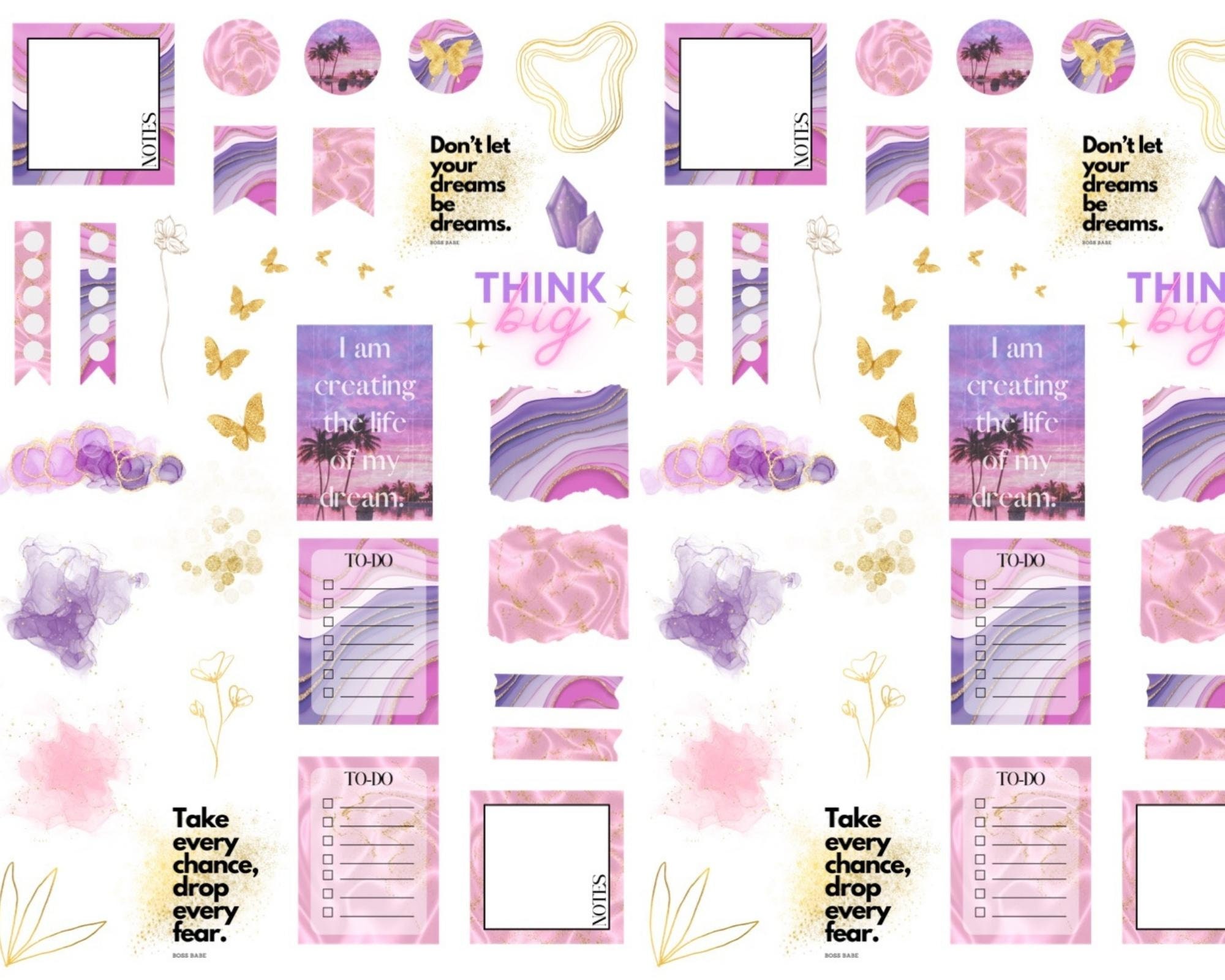 Precropped Goodnotes Stickers, Pink Purple Digital Planner Stickers ...