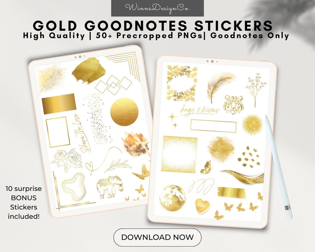 Gold Goodnotes Stickers, Aesthetic Planner, Mood Board (digital ...
