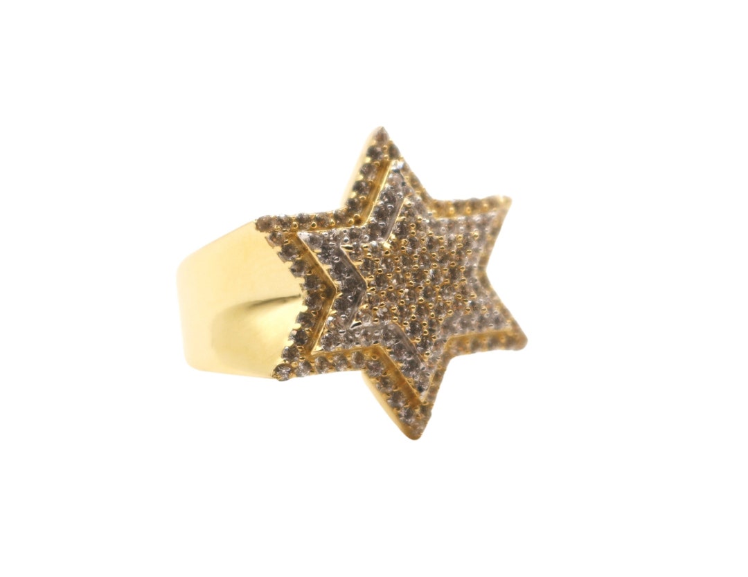 Two Tone 6 Point Star Gold Finish Mens Ring - Etsy