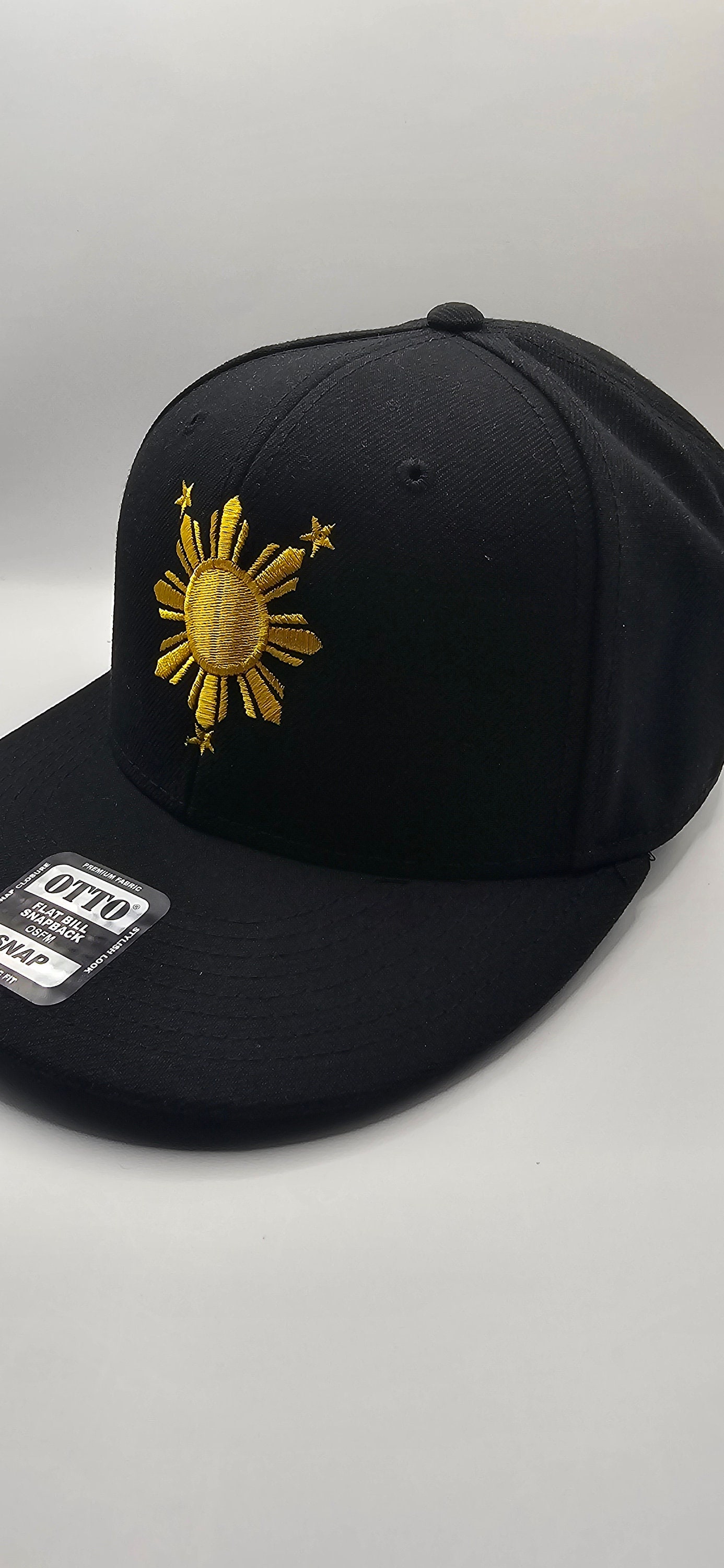 Philippines Filipino Pinoy Sun 3 Star Flag Logo Otto Hat Cap - Flat ...