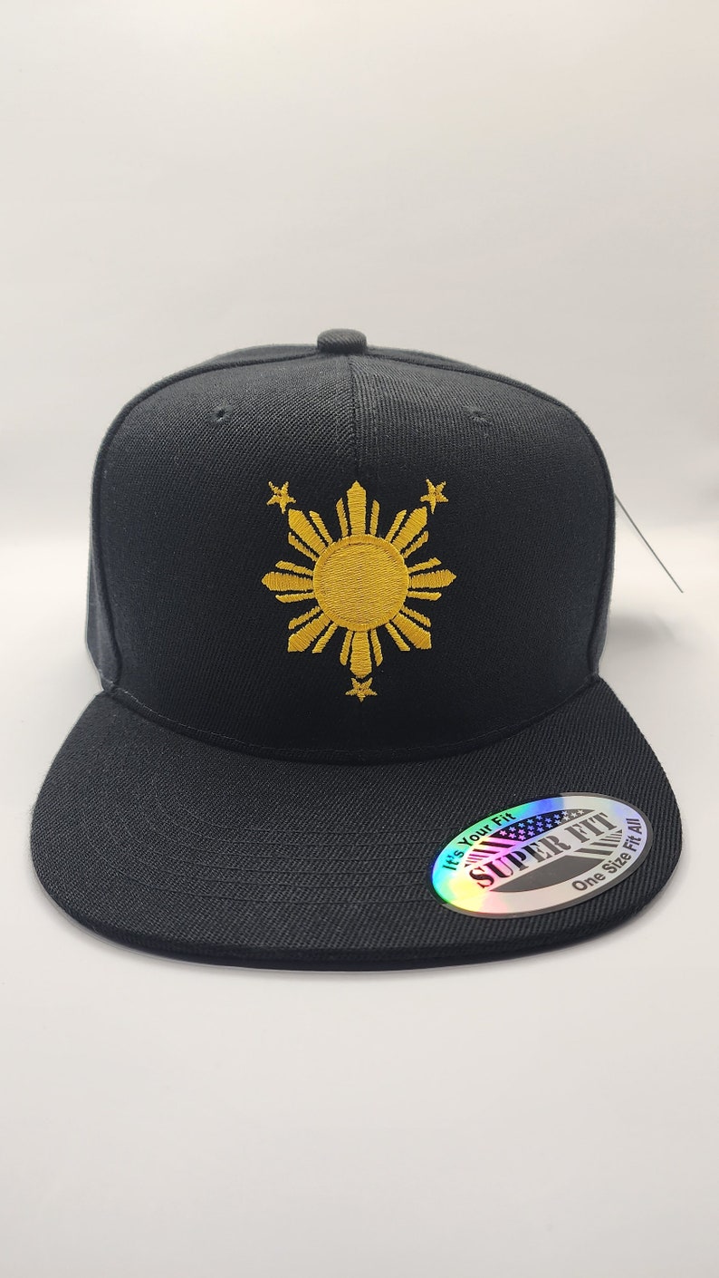 Philippines Filipino Pinoy Sun 3 Star Flag Logo Otto Hat Cap Flat Bill ...