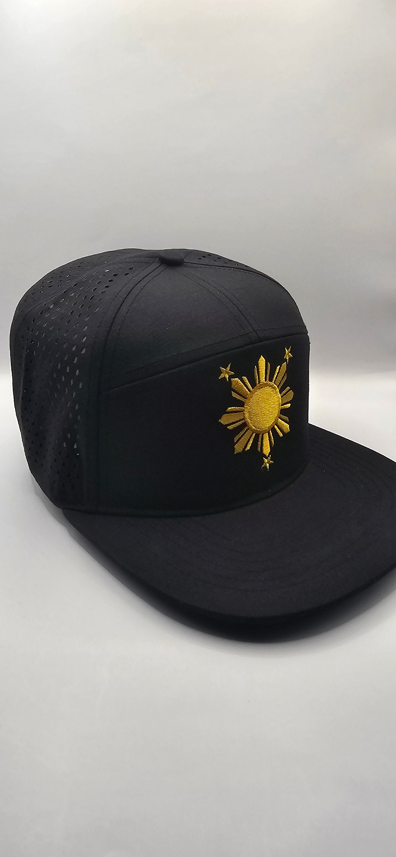 Philippines Filipino Pinoy Sun 3 Star Flag Logo Otto Hat Cap - Flat ...