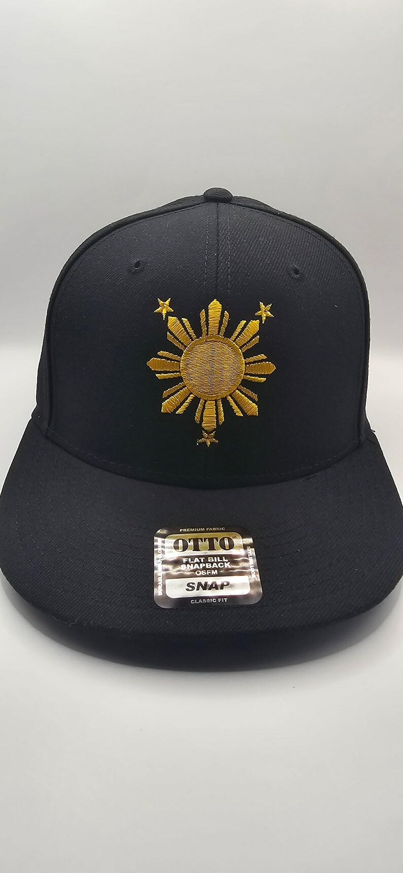 Philippines Filipino Pinoy Sun 3 Star Flag Logo Otto Hat Cap - Flat ...