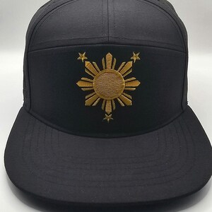Philippines Filipino Pinoy Sun 3 Star Flag Logo Otto Hat Cap - Flat ...