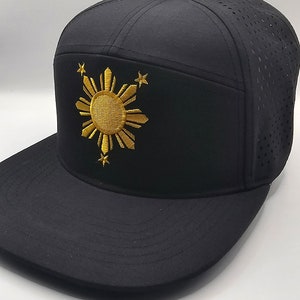 Philippines Filipino Pinoy Sun 3 Star Flag Logo Otto Hat Cap - Flat ...