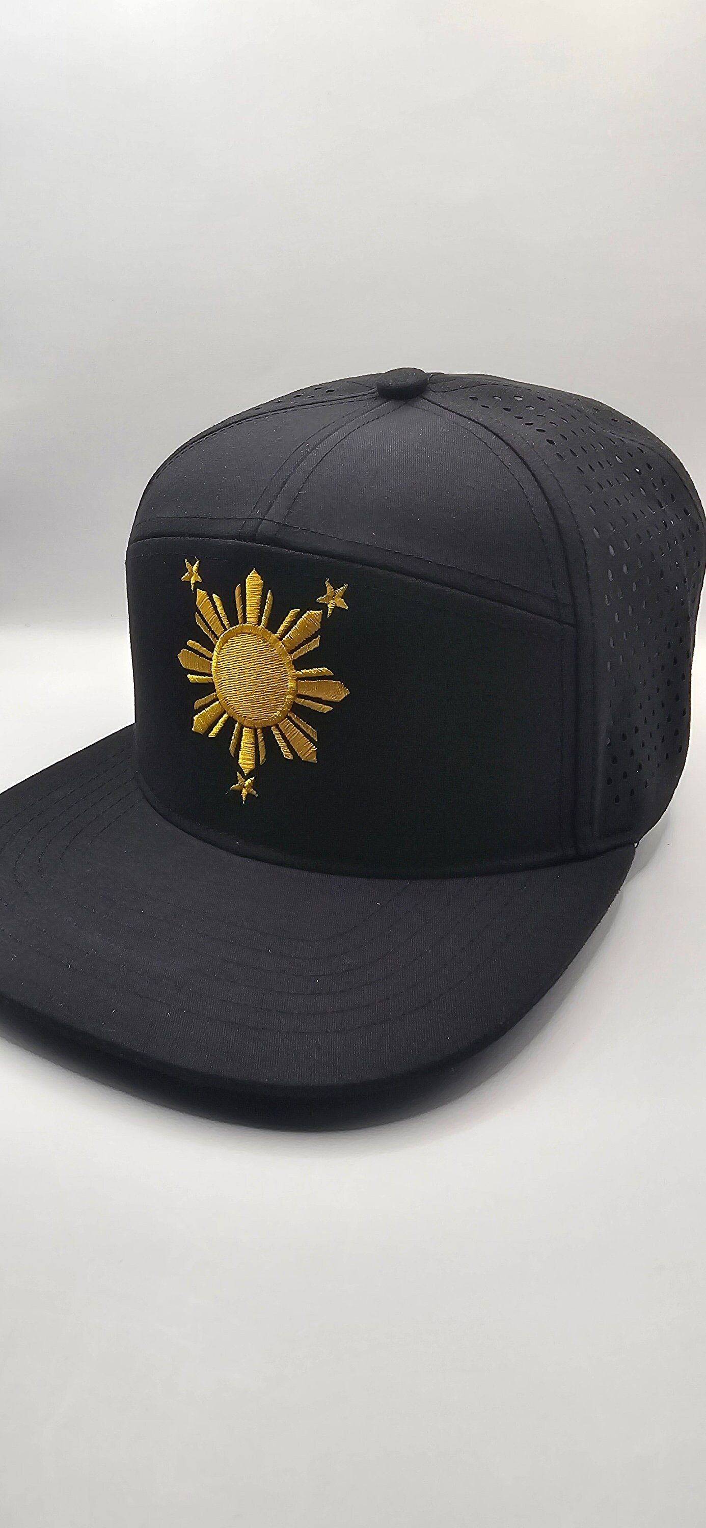 Philippines Filipino Pinoy Sun 3 Star Flag Logo Otto Hat Cap - Flat ...
