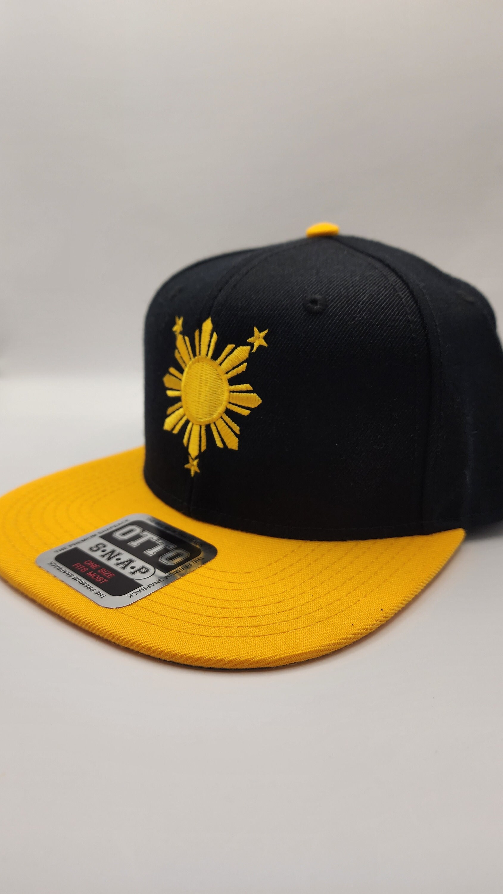 Philippines Filipino Pinoy Sun 3 Star Flag Logo Otto Hat Cap - Flat ...