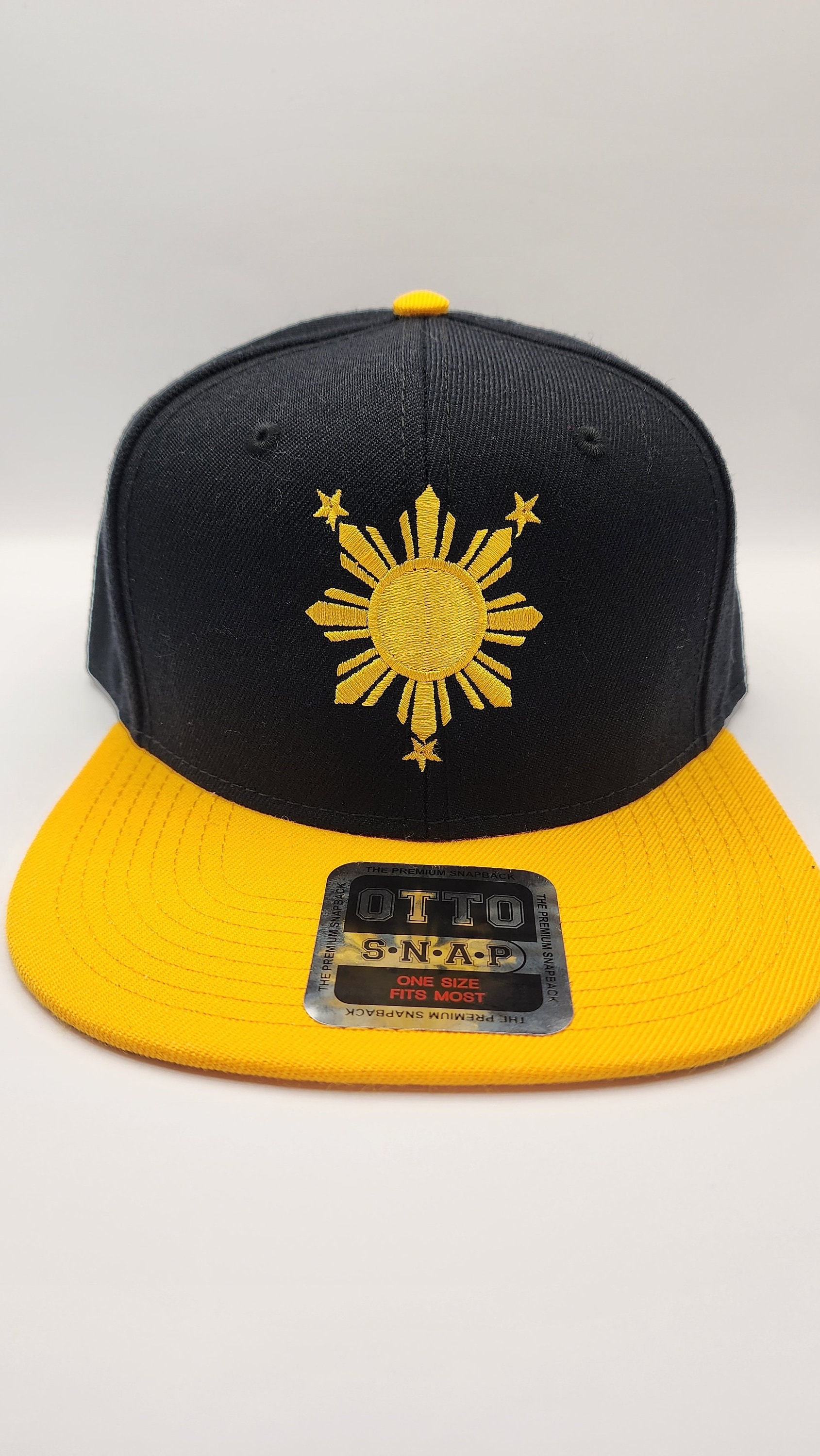 Philippines Filipino Pinoy Sun 3 Star Flag Logo Otto Hat Cap - Flat ...