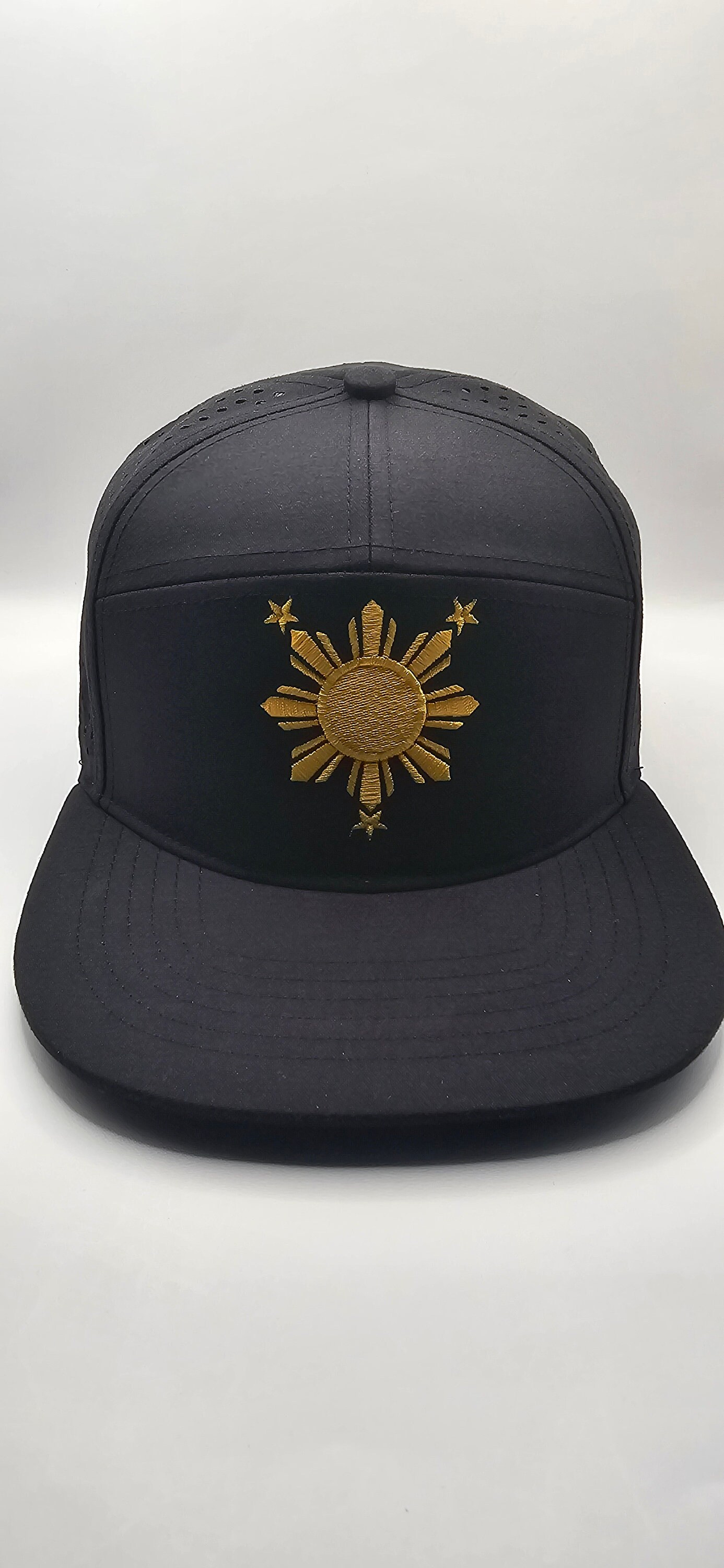 Philippines Filipino Pinoy Sun 3 Star Flag Logo Otto Hat Cap Flat Bill ...
