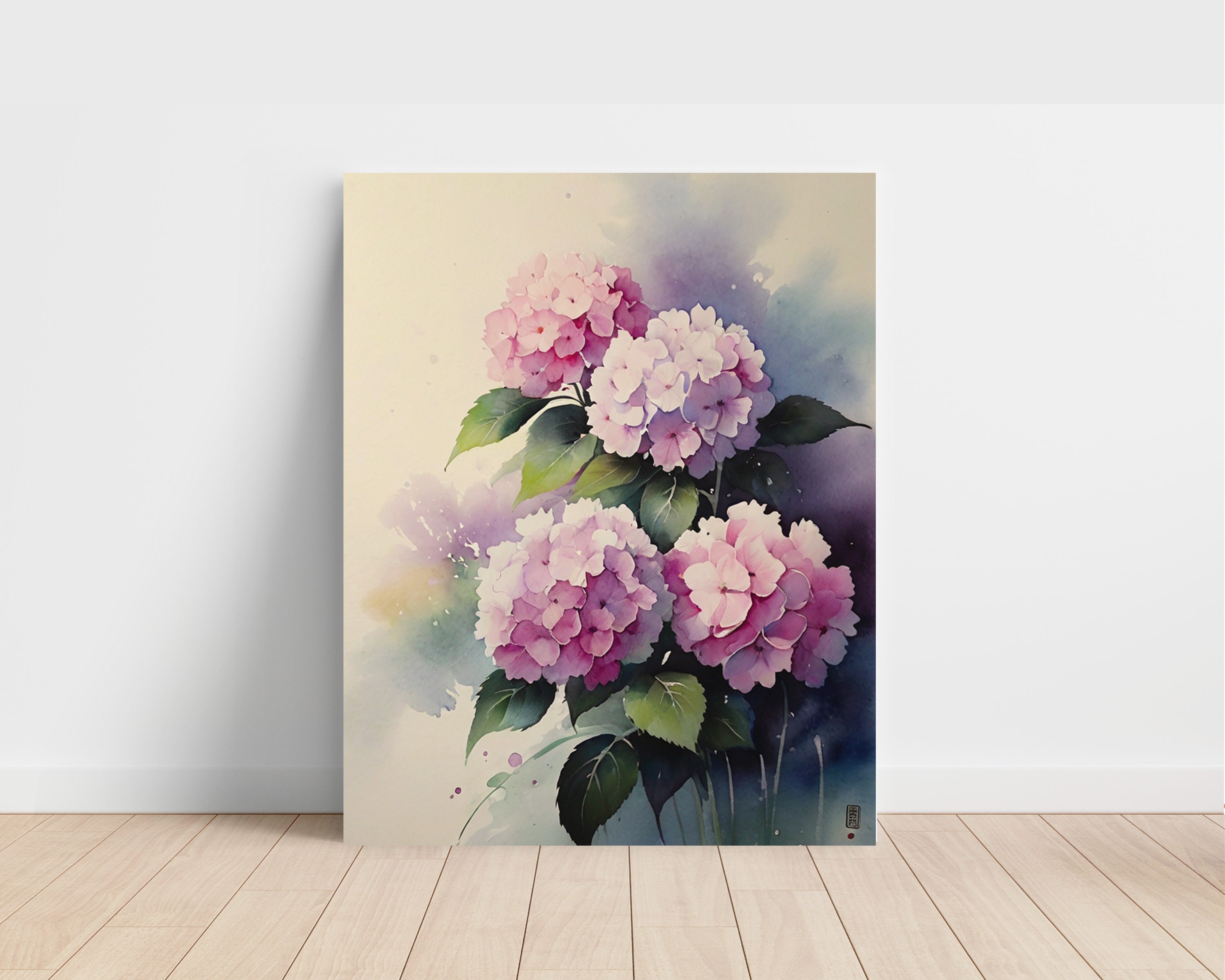 Pink Hydrangea Wall Art Hydrangea Pink Wall Flower Art for Family Room ...