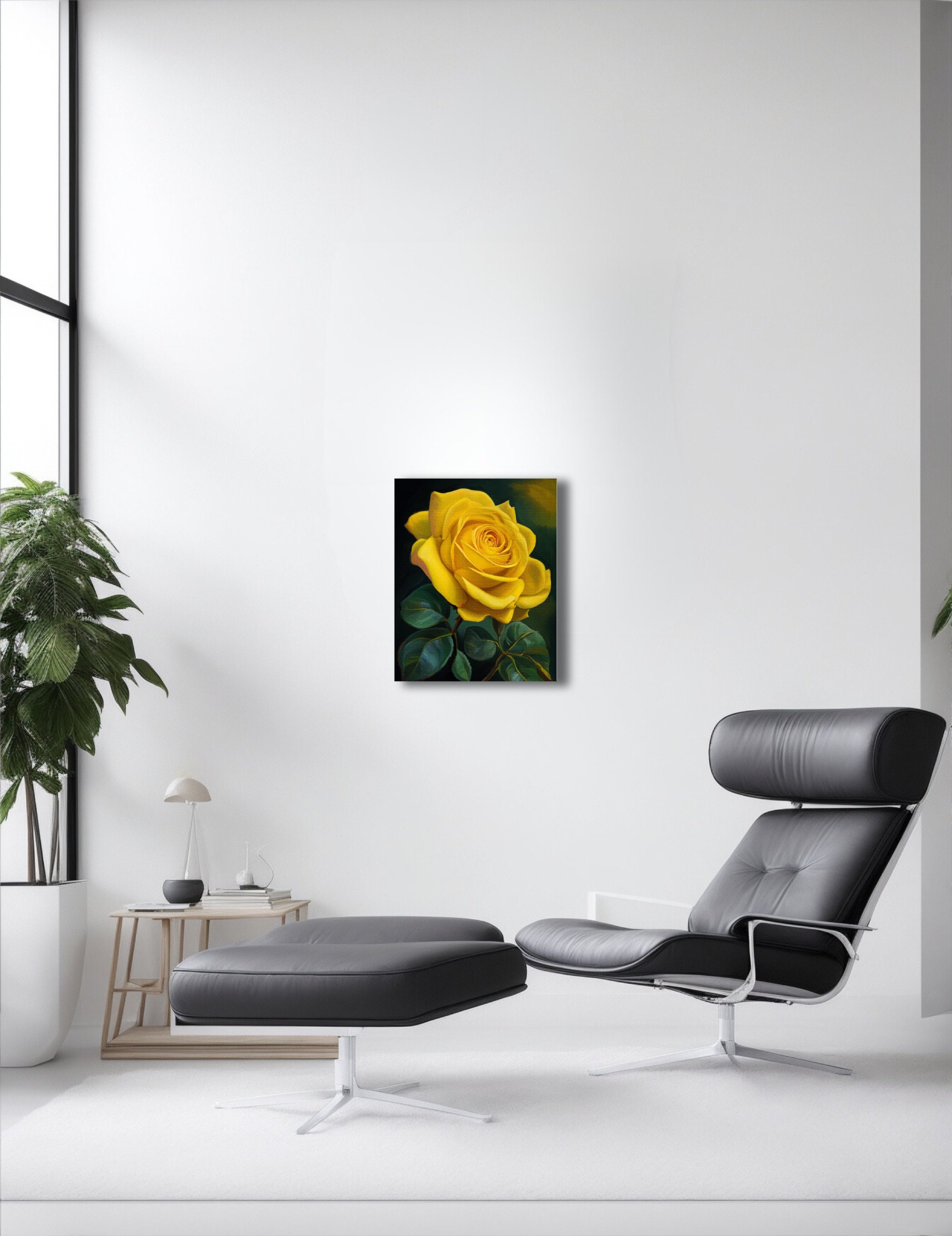 Yellow Rose Canvas Wall Art Roses Wall Flower Living Room Floral Wall ...