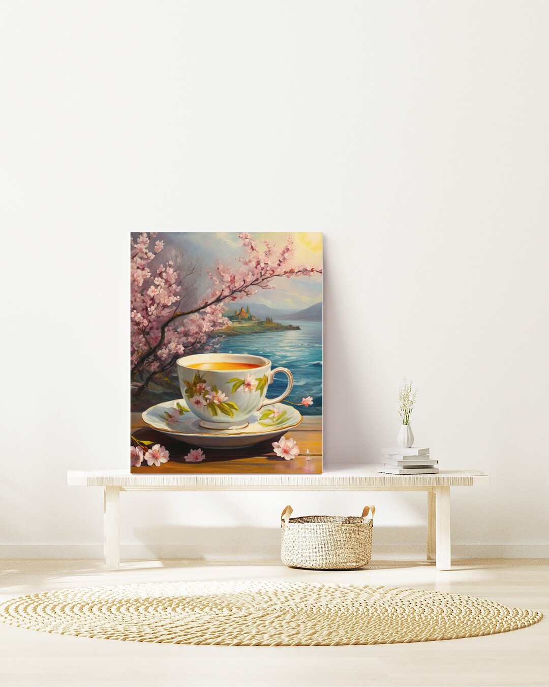 Teacup Wall Art for Waiting Room Wall Art Sakura Wall Art for Nature ...