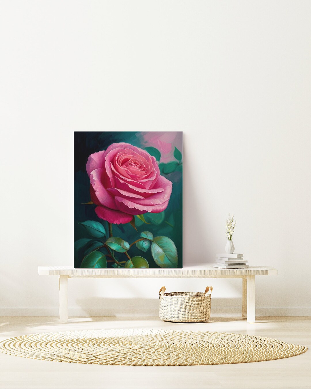Pink Rose Canvas Wall Art for Living Room Wall Rose Painting Flower ...