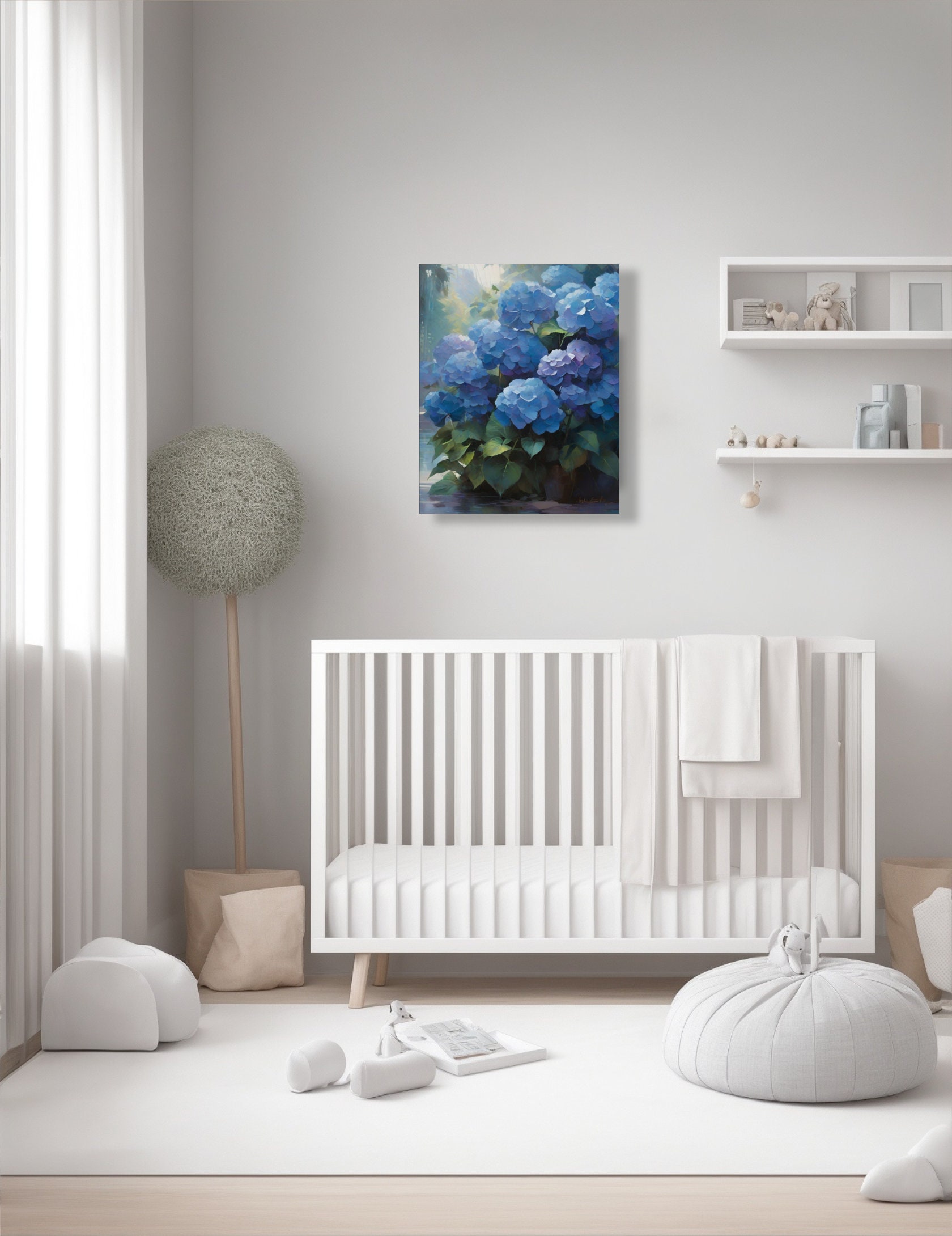 Blue Hydrangea Canvas Wall Art Hydrangea Impressionist Wall Flower Art ...